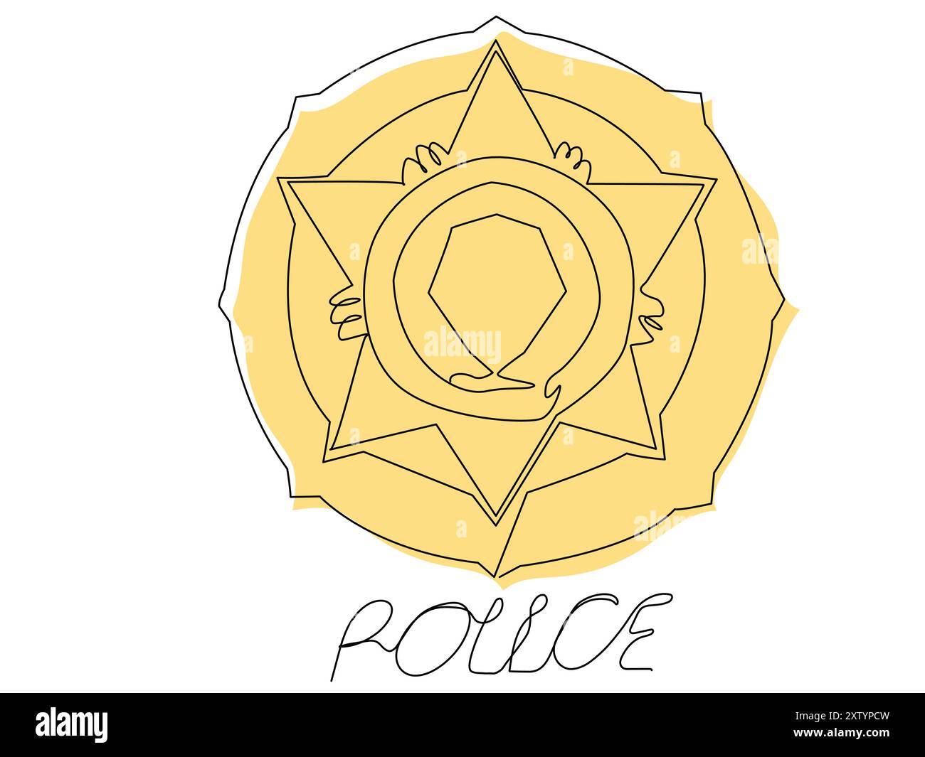 Police Badge Illustration With a Star Design Featuring Hands and the ...