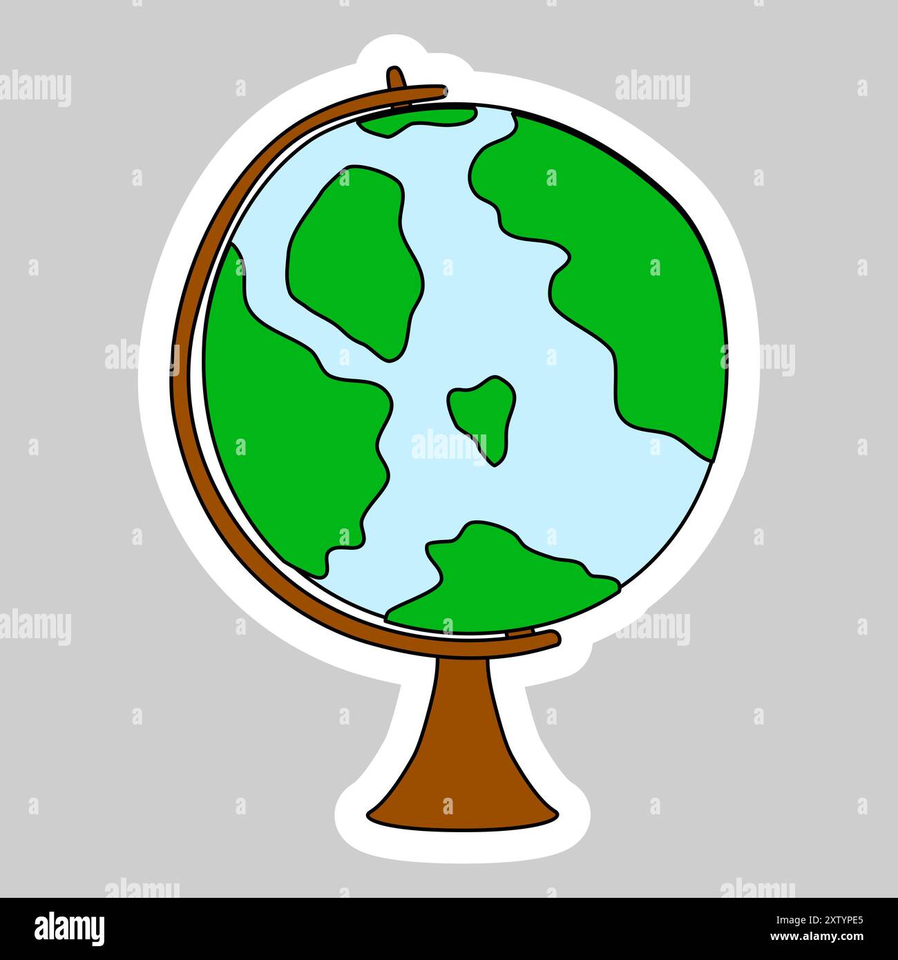 Sticker with globe on stand, doodle style vector illustration Stock ...