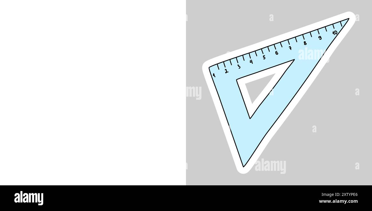 Sticker with triangular ruler, doodle style vector illustration Stock ...