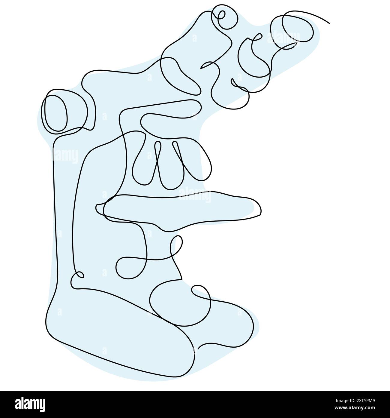Abstract Line Drawing of a Microscope With Intricate Details and Fluid ...