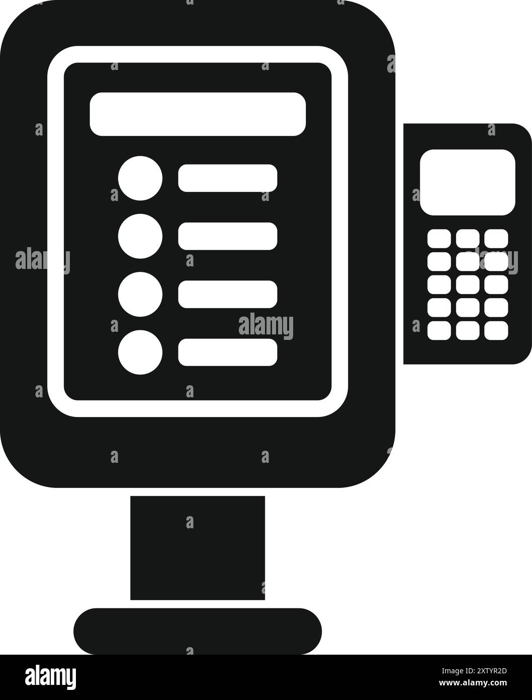 Black glyph icon for self ordering kiosk showing digital menu for fast ...