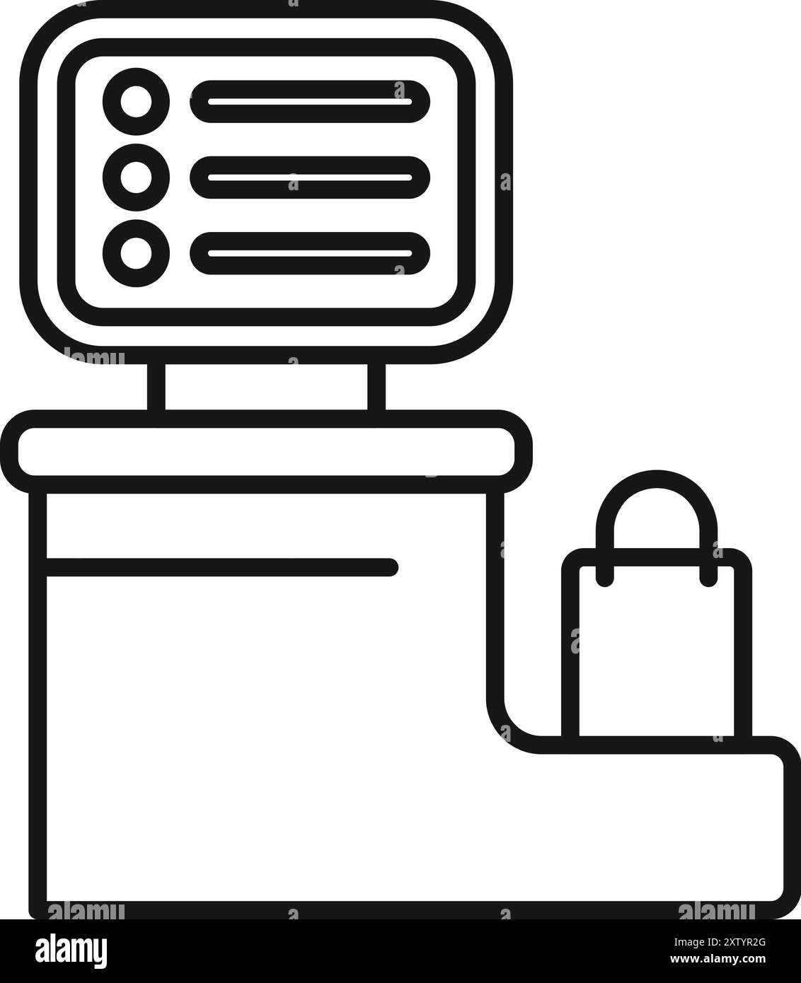 Self service checkout counter with shopping bag for fast and easy ... Self service checkout counter with shopping bag for fast and easy ...