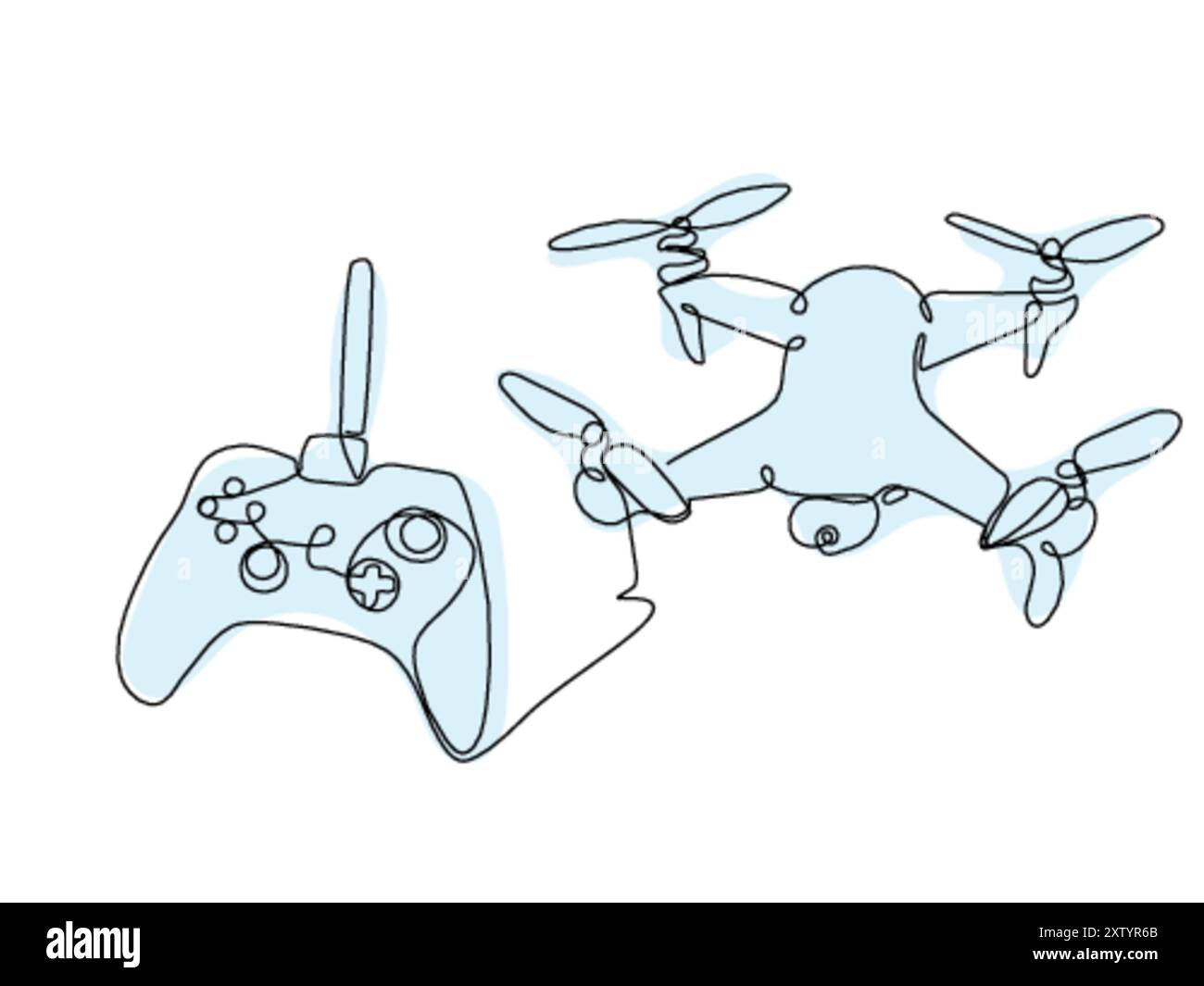 Illustration of a Drone and Controller Setup for Remote Flying Activity ...