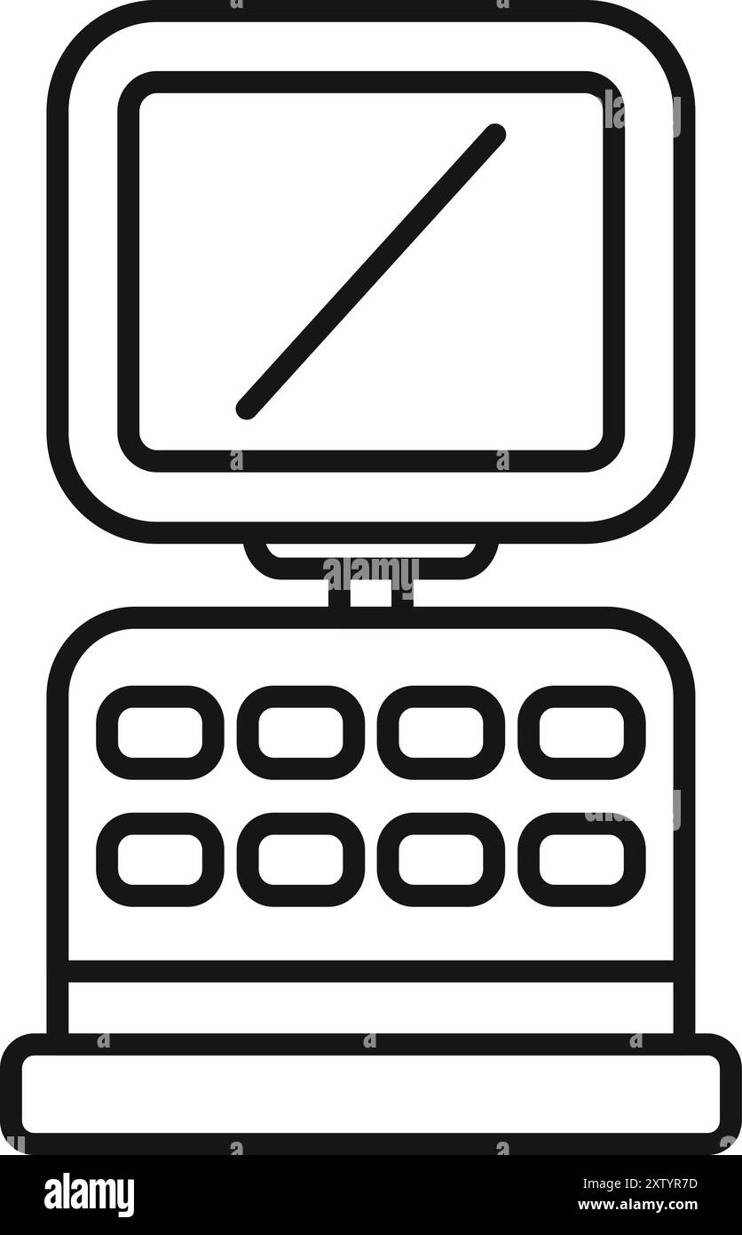 Black and white line art icon of an ultrasound machine, commonly used ...