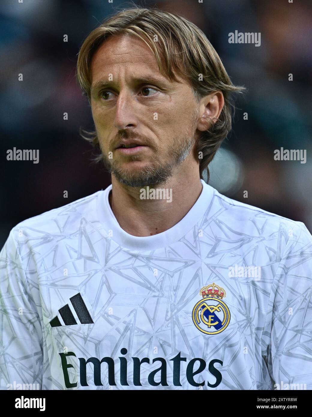 WARSAW, POLAND - AUGUST 14: Luka Modric of Real Madrid during the UEFA ...