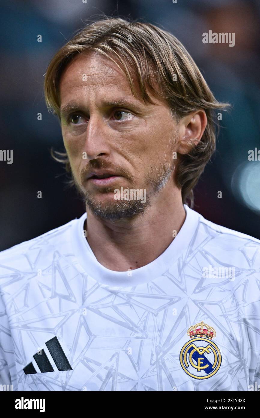 WARSAW, POLAND - AUGUST 14: Luka Modric of Real Madrid during the UEFA ...