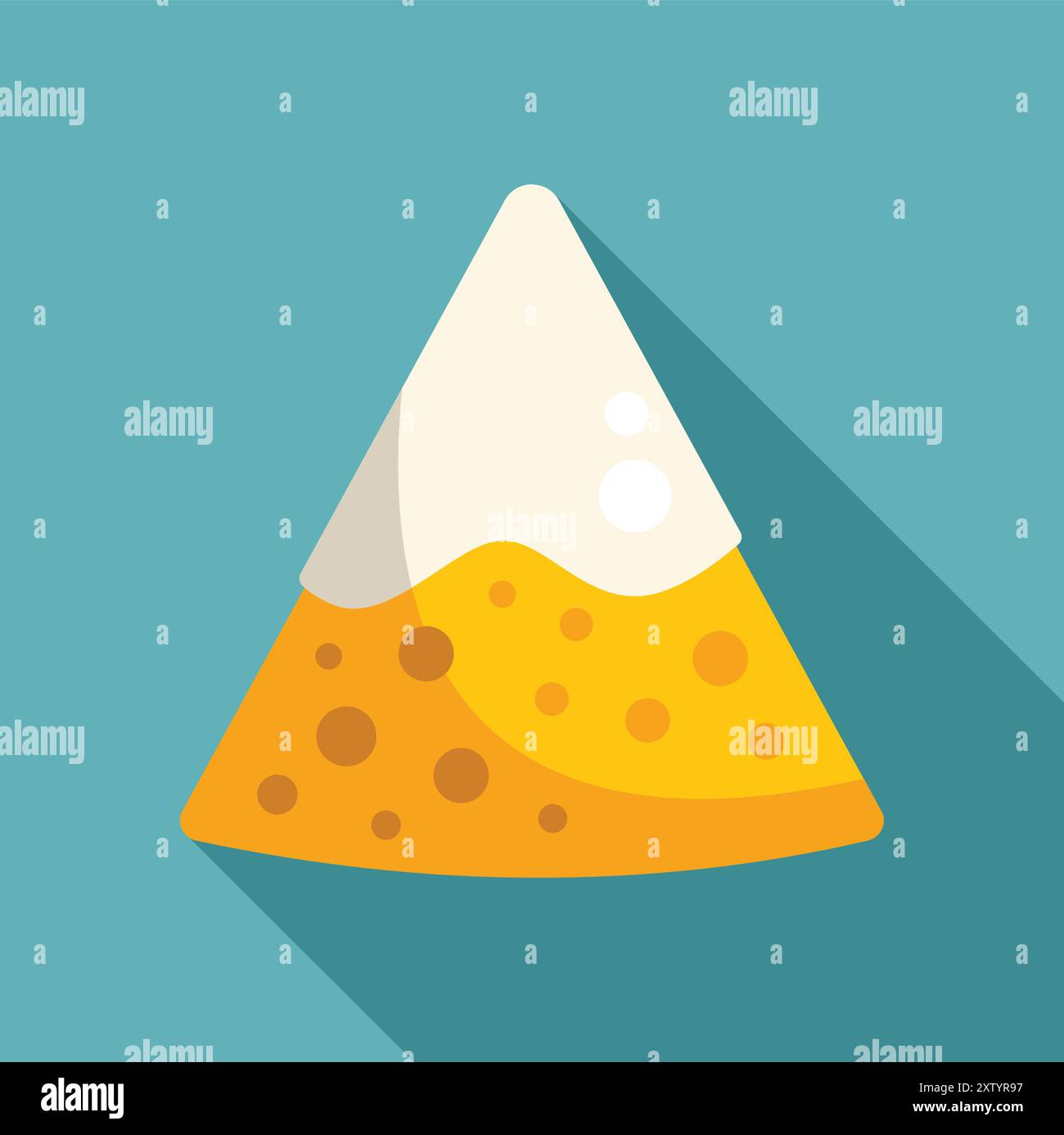 Illustration of a triangular nacho chip with flowing cheese sauce ...
