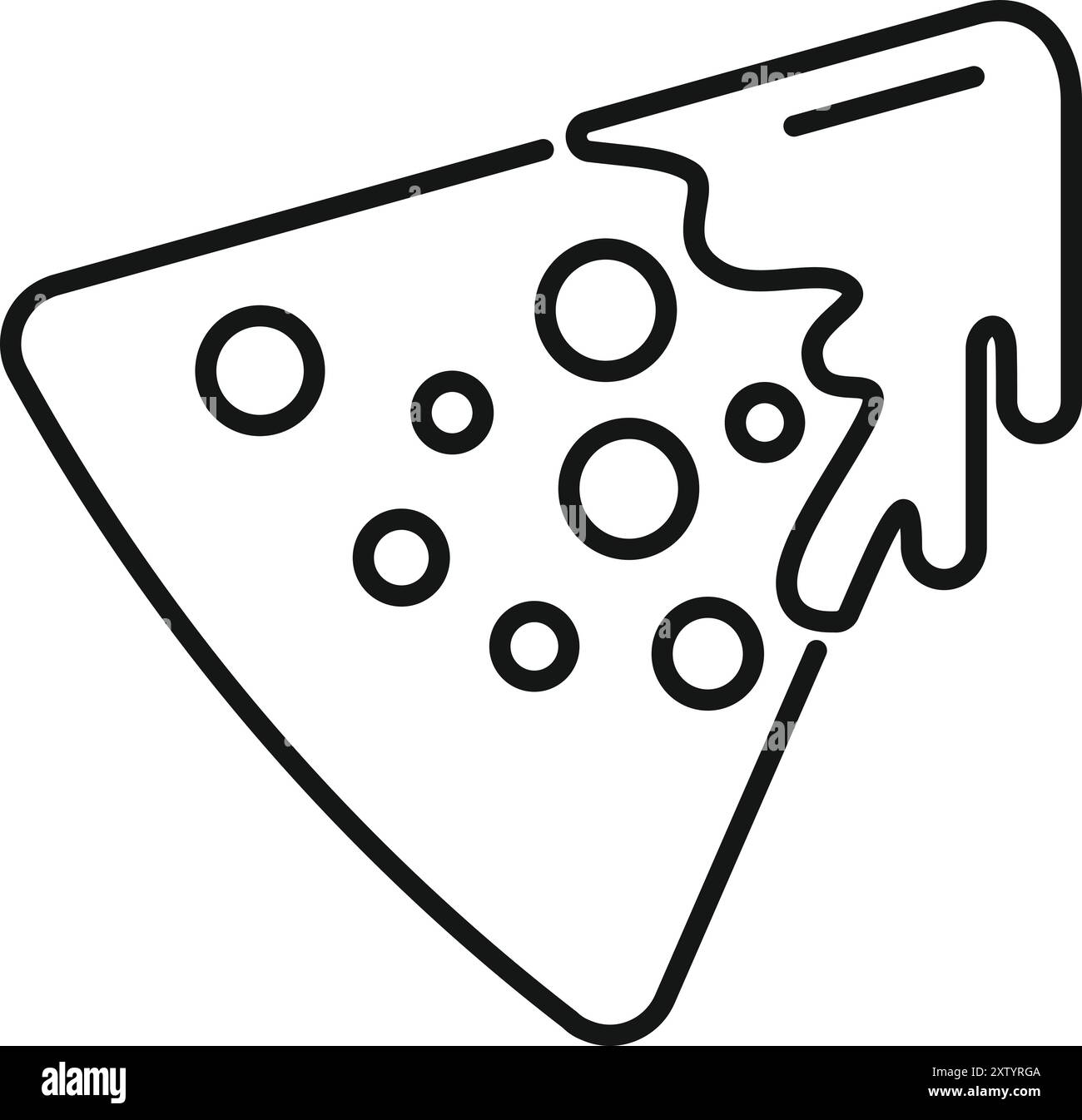 Simple and modern line icon of a pizza slice with dripping cheese ...