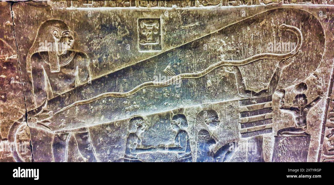 The Dendera lightbulb in the crypt depicting the egyptian creation myth ...