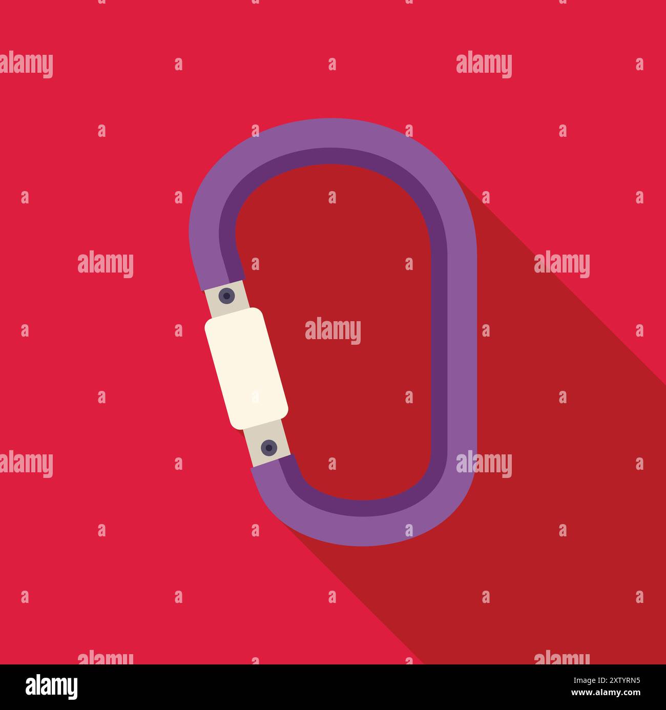 Purple carabiner lying on red background with shadow Stock Vector Image ...