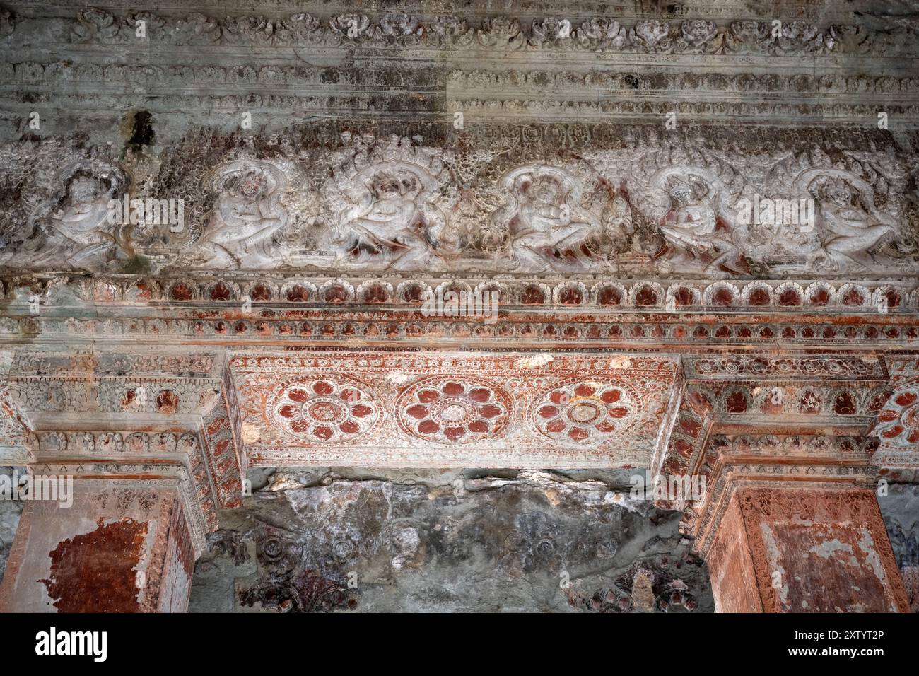 An example of the beautiful ceiling details within the Angkor Wat ...