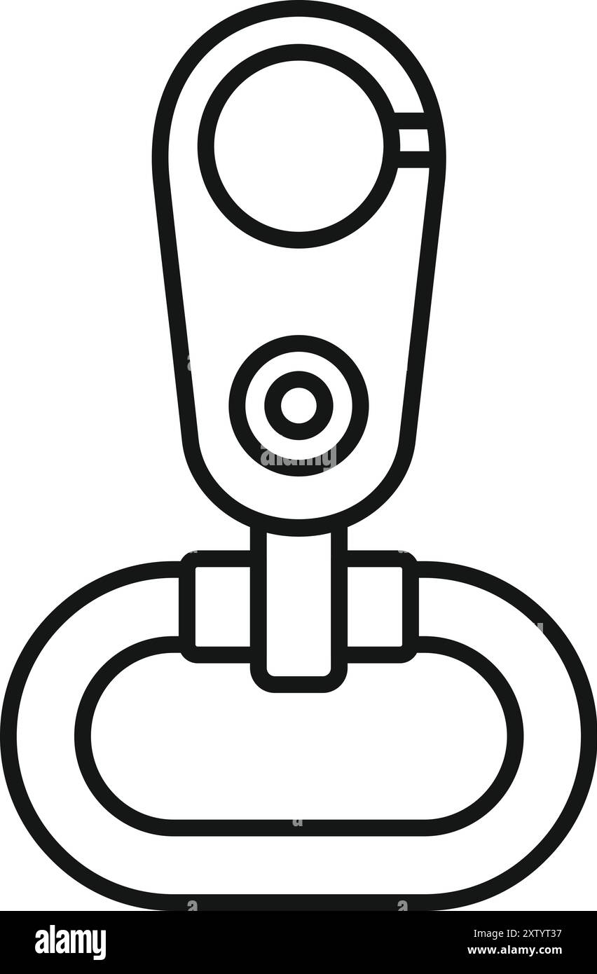 Black outline illustration of a climbing carabiner, a piece of ...