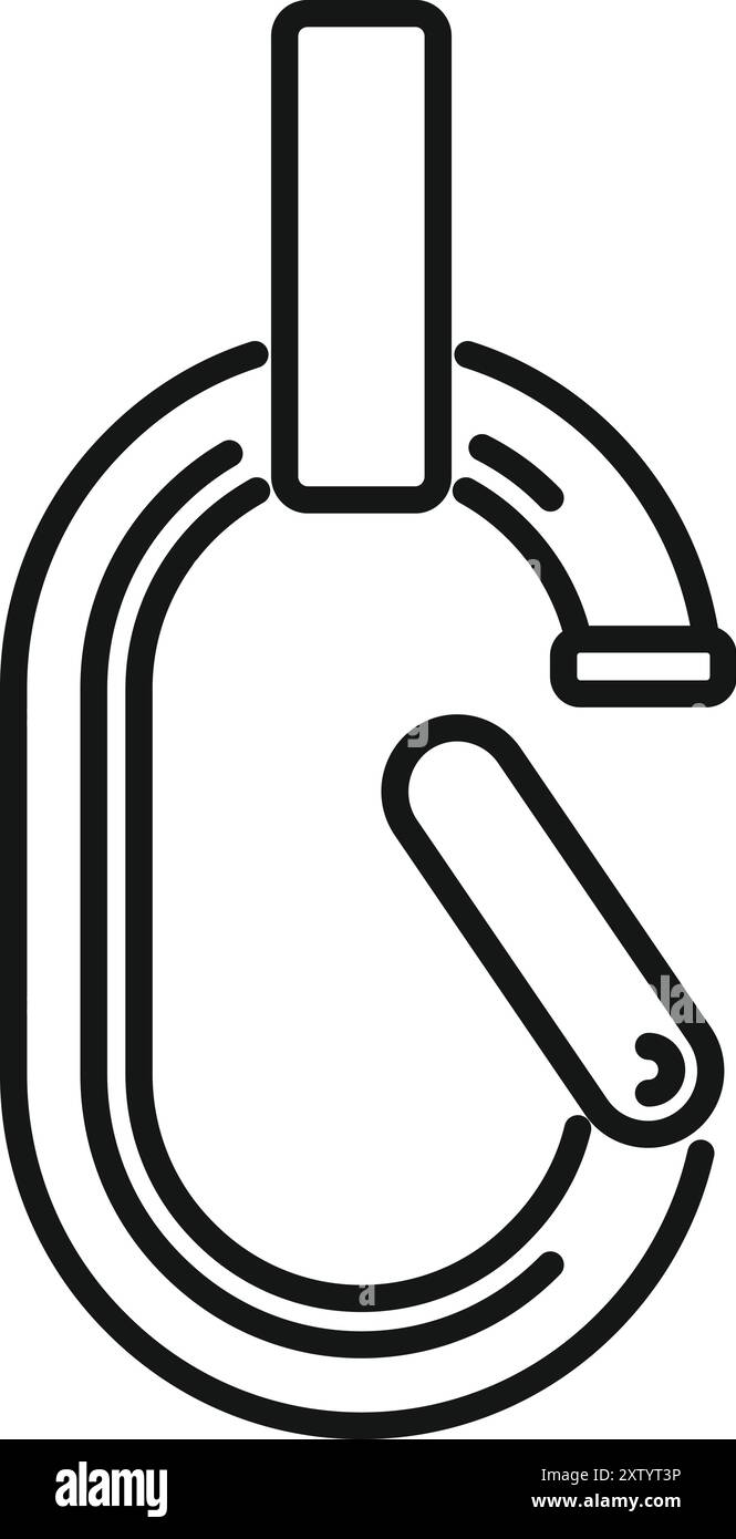 Simple black and white line drawing of a carabiner, essential gear for ...