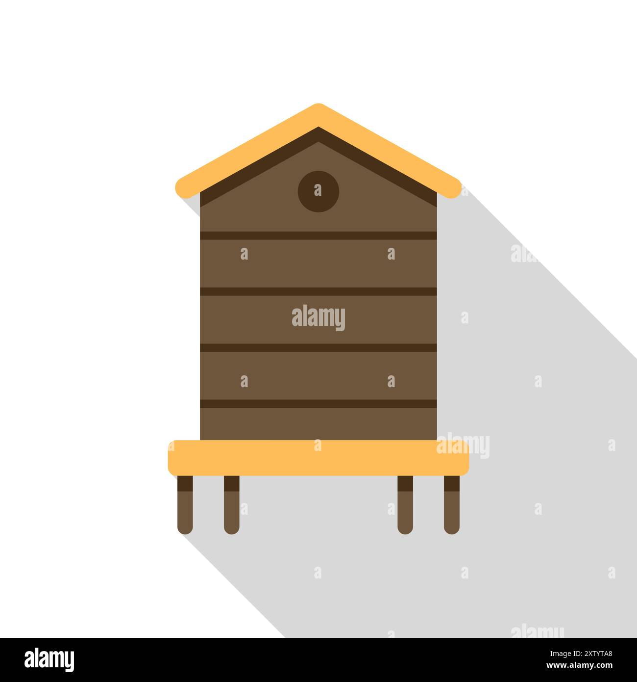 Simple wooden beehive standing on four legs, with a long shadow Stock ...