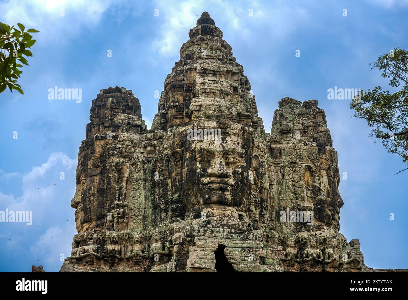 Amazing face details carved on the south gate of the Bayon temple ...