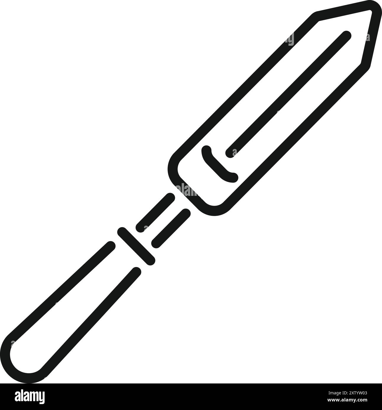 Simple butter knife icon drawn with a thick black outline on a white ...