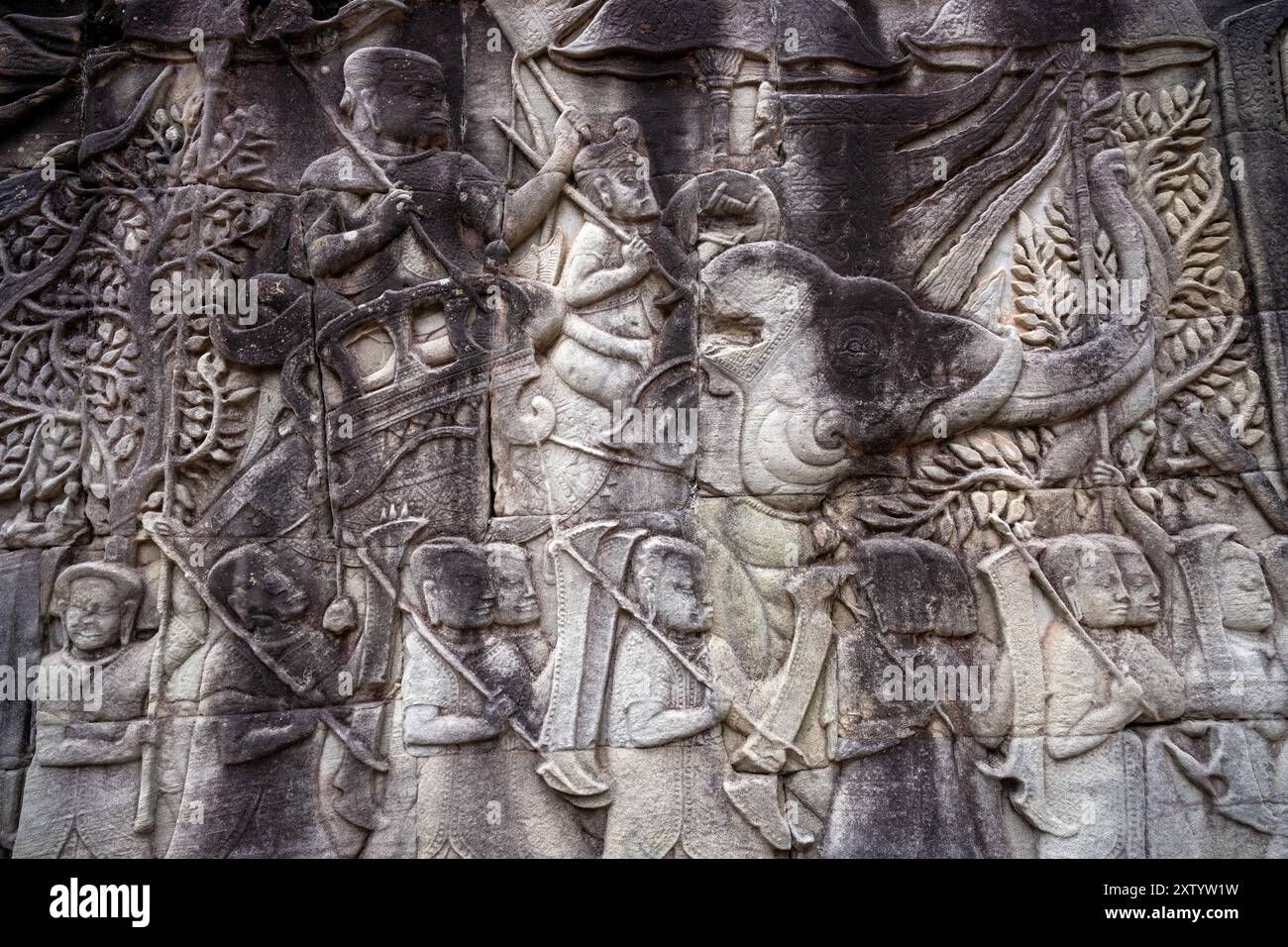 Image at Angkor Thom which shows a Khmer army on the march Stock Photo ...
