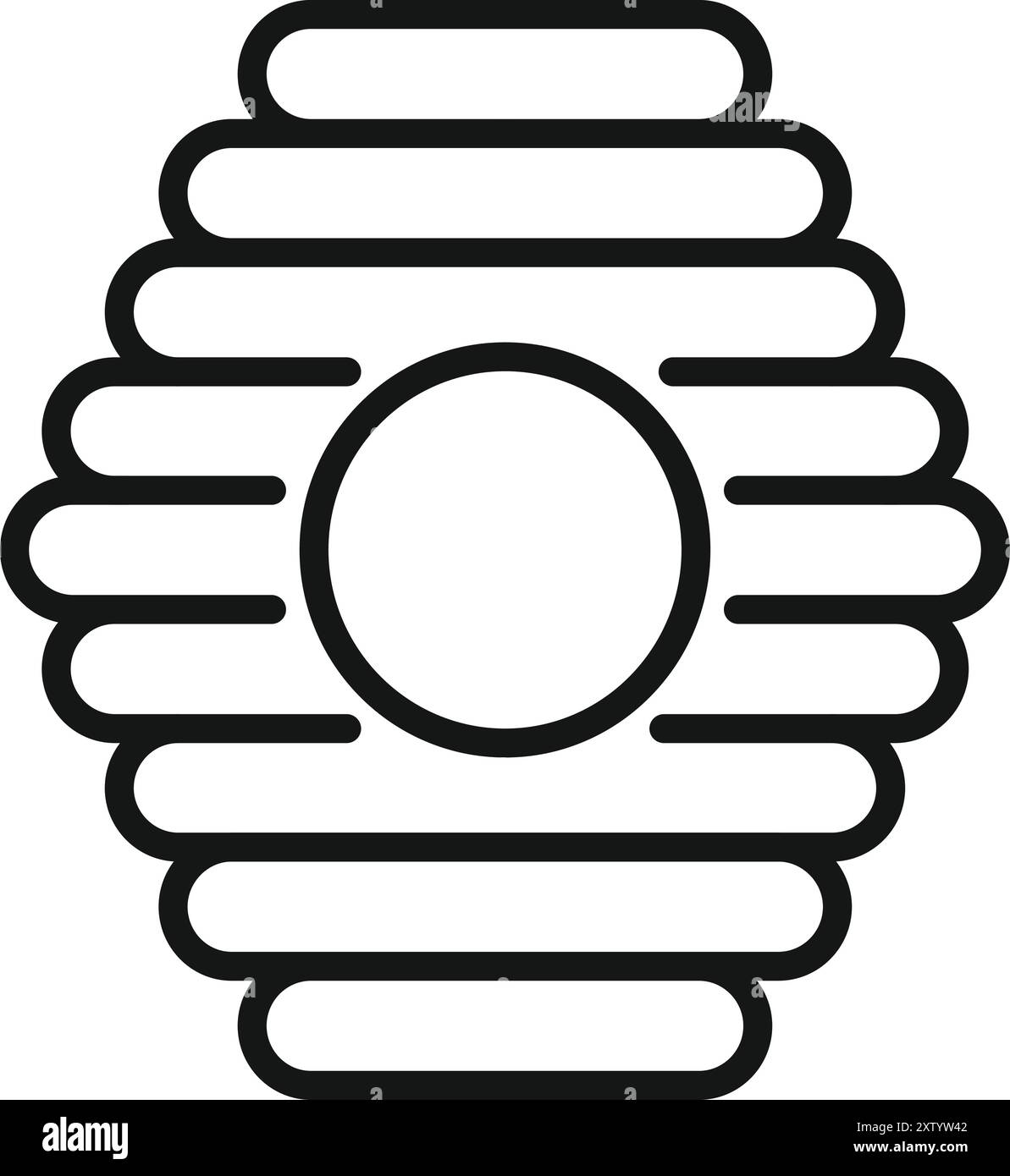 Line drawing of a beehive with a round entrance, used for producing ...