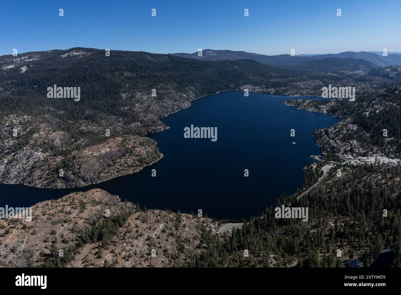 An aerial view shows the Wishon Reservoir, which serves as the lower ...