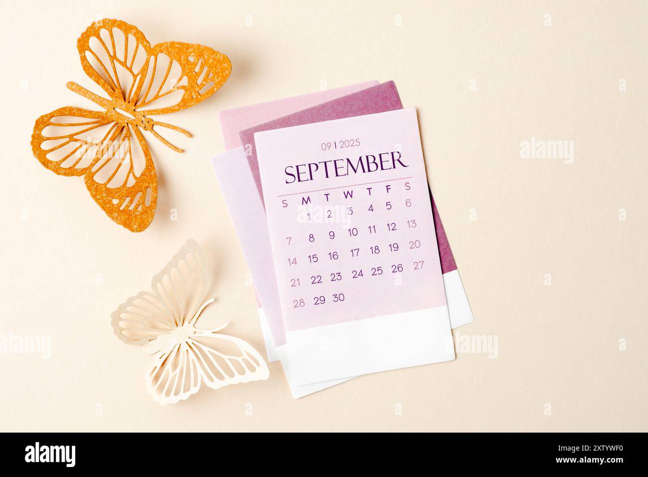 September 2025 calendar card for the organizer to plan and reminder and ...