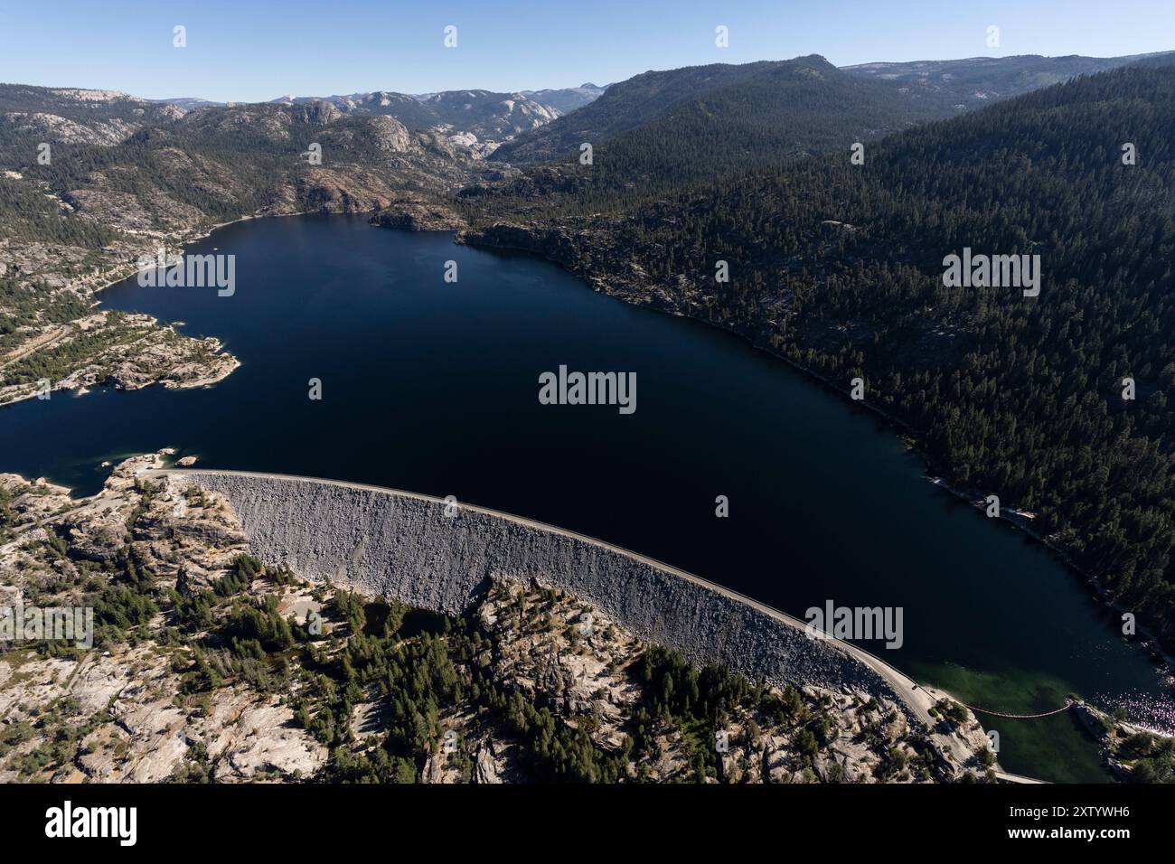 An aerial view shows the Wishon Reservoir, which serves as the lower ...