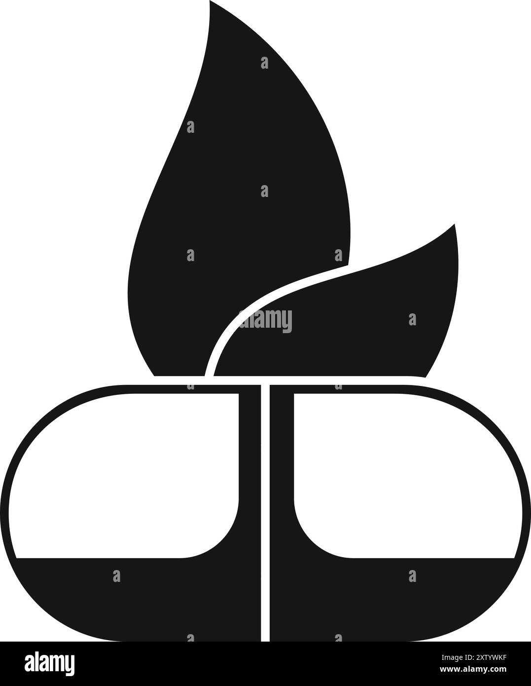 Black silhouette of fireproof material with burning fire on top Stock ...