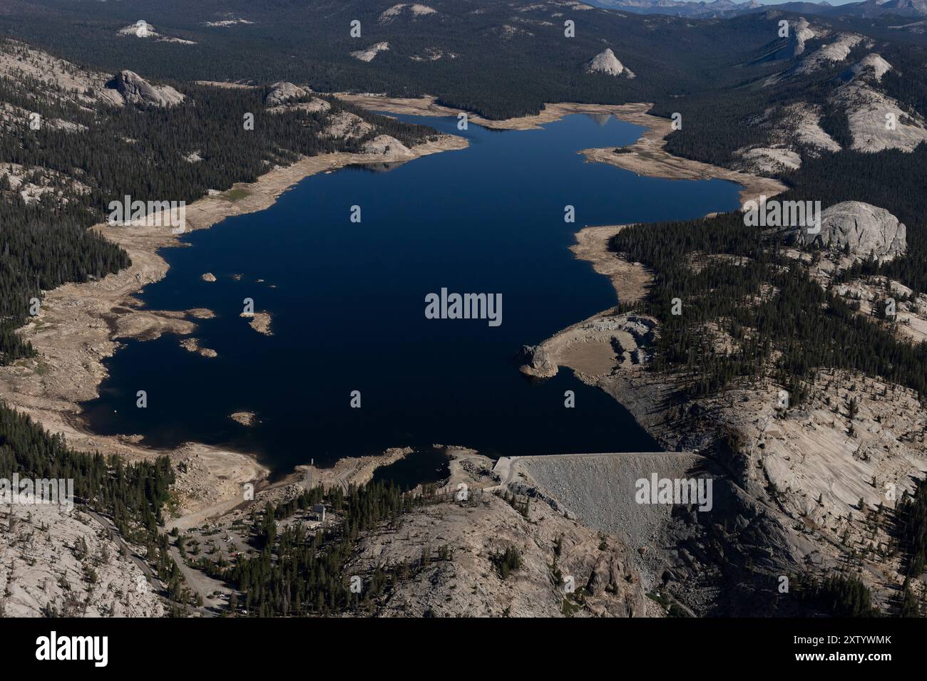 An aerial view shows the Courtright Reservoir, which serves as the ...