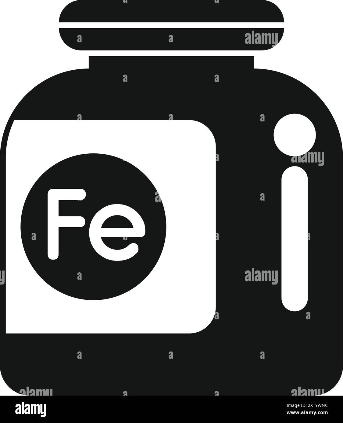 Simple black and white icon of an iron supplement bottle, emphasizing ...
