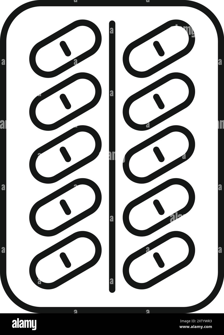 Line drawing of a blister pack containing oval tablets, representing ...