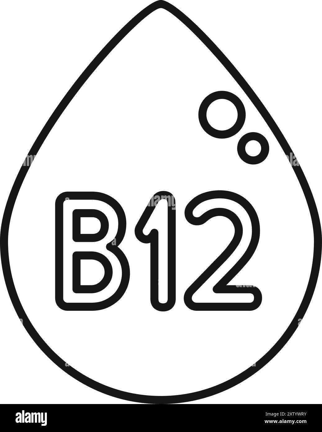 Simple outline of a water drop containing vitamin b12, emphasizing its ... Simple outline of a water drop containing vitamin b12, emphasizing its ...