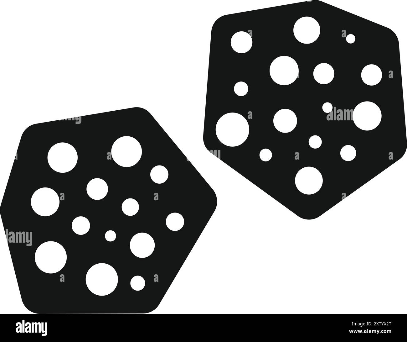 Black and white vector illustration of two hexagon cheese slices ...