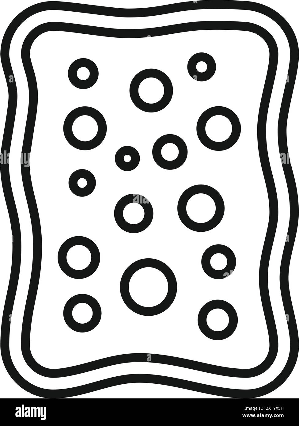 Simple black and white line drawing of a kitchen sponge with bubbles ...