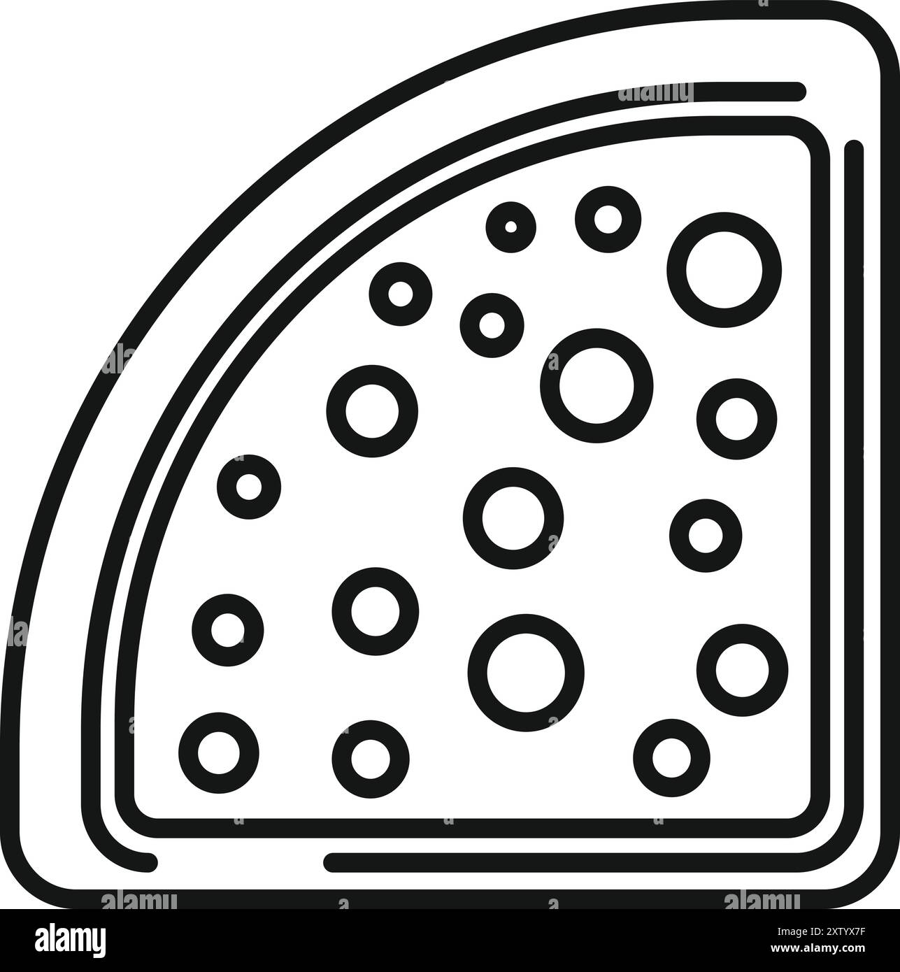 Simple vector line art illustration of a triangle slice of swiss cheese ...