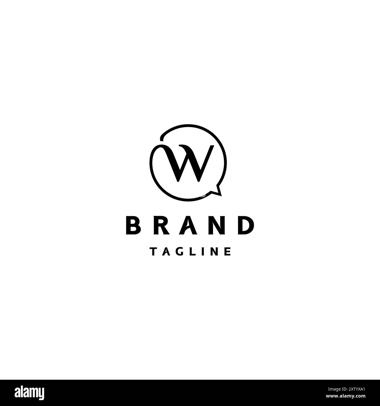 Initial Letter W in Text Bubble Icon Logo Design. Circle Text Bubble ...
