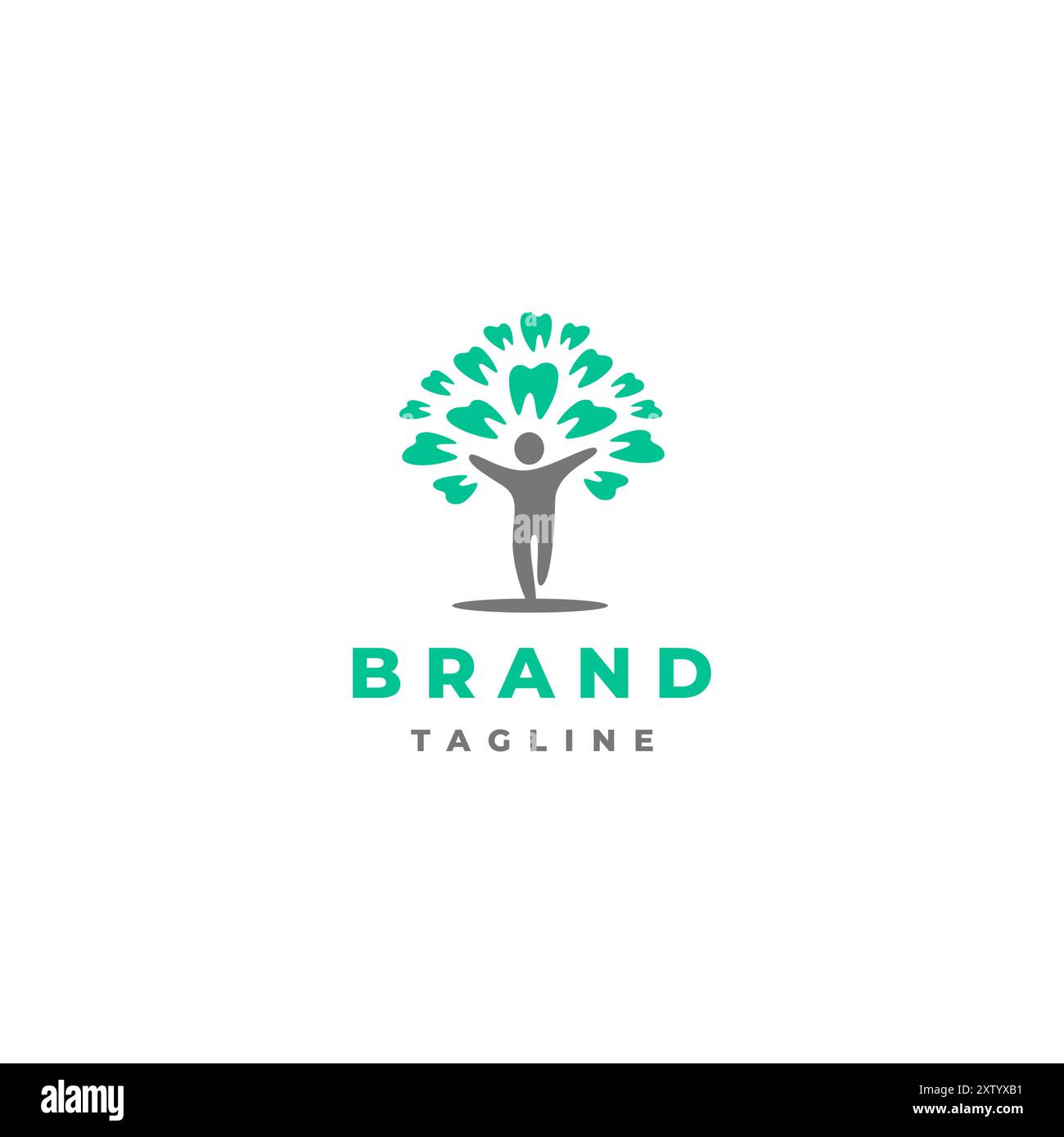 Playful Dental Tree Logo Design. People Icon With Teeth Symbolizing ...