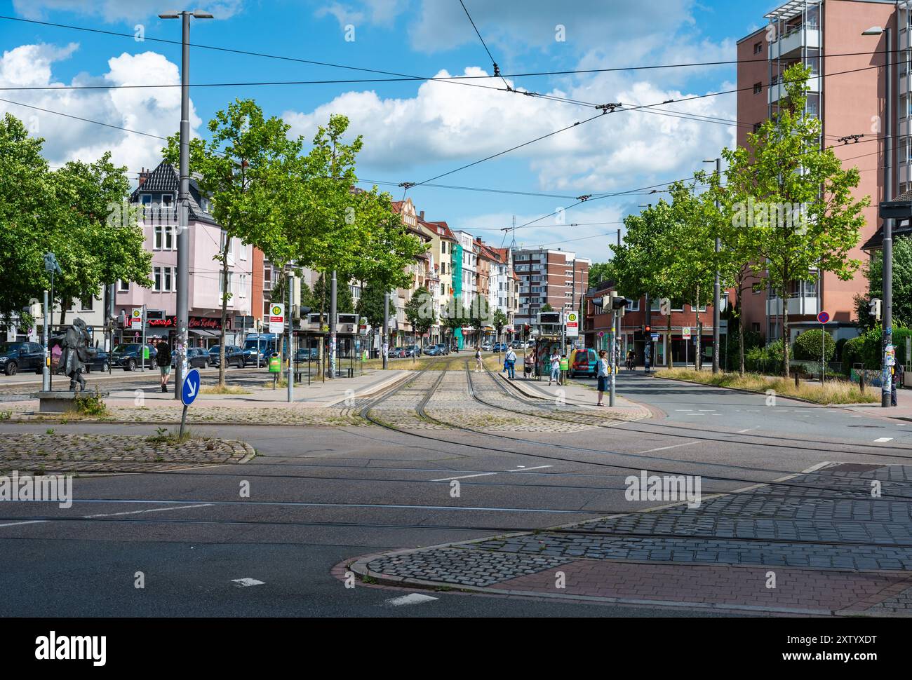 Bremen, Germany, July 16, 2024 - Empty tramway tracks at the Theater am ...