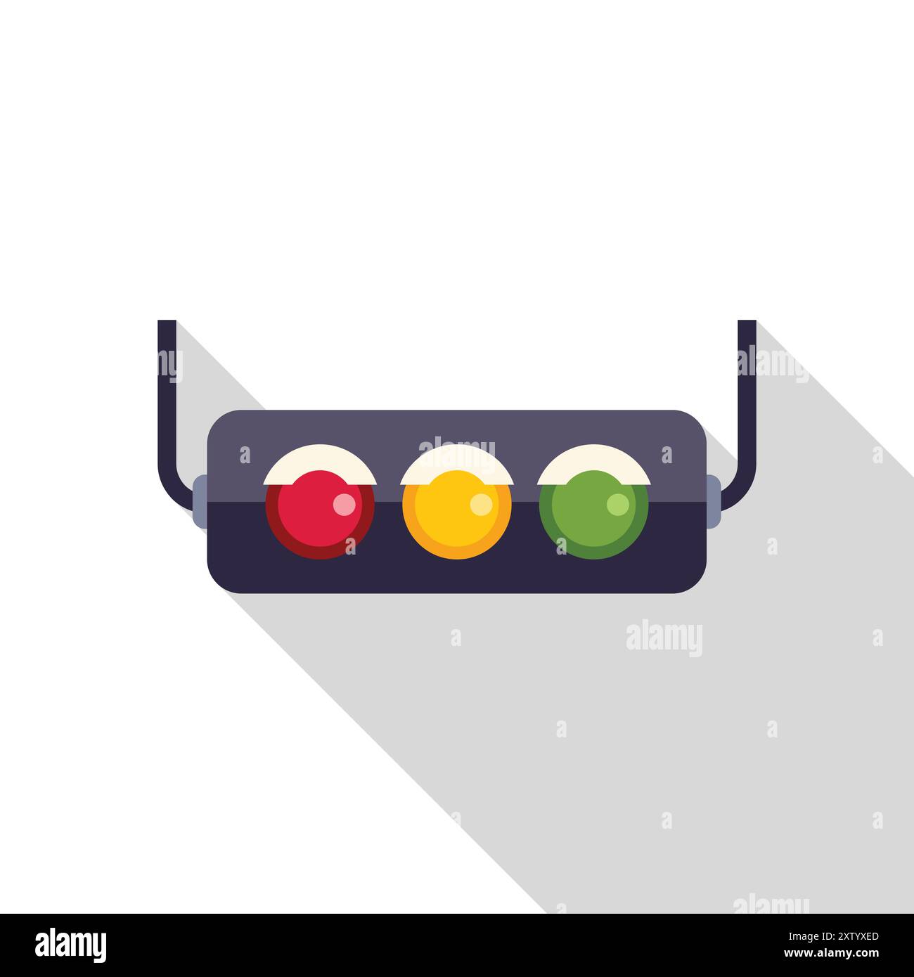 Horizontal traffic light with red, yellow and green lights glowing ...