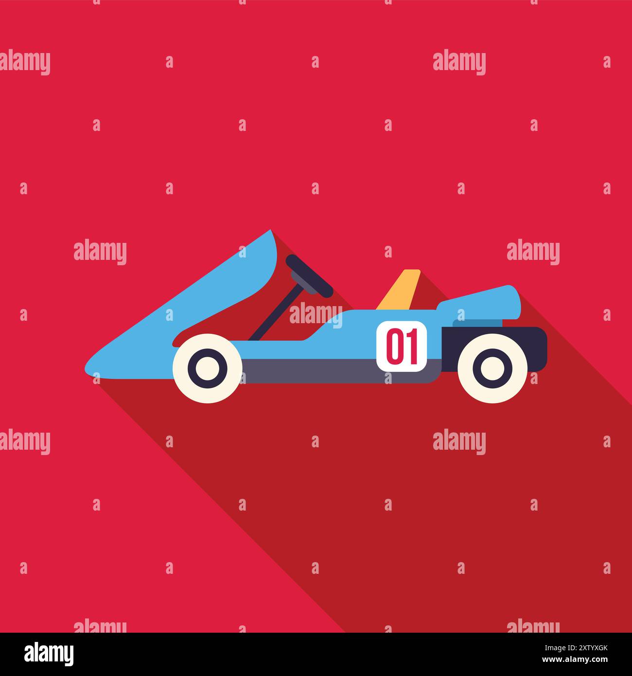 Blue racing go kart with the number one on its side is waiting at the ...