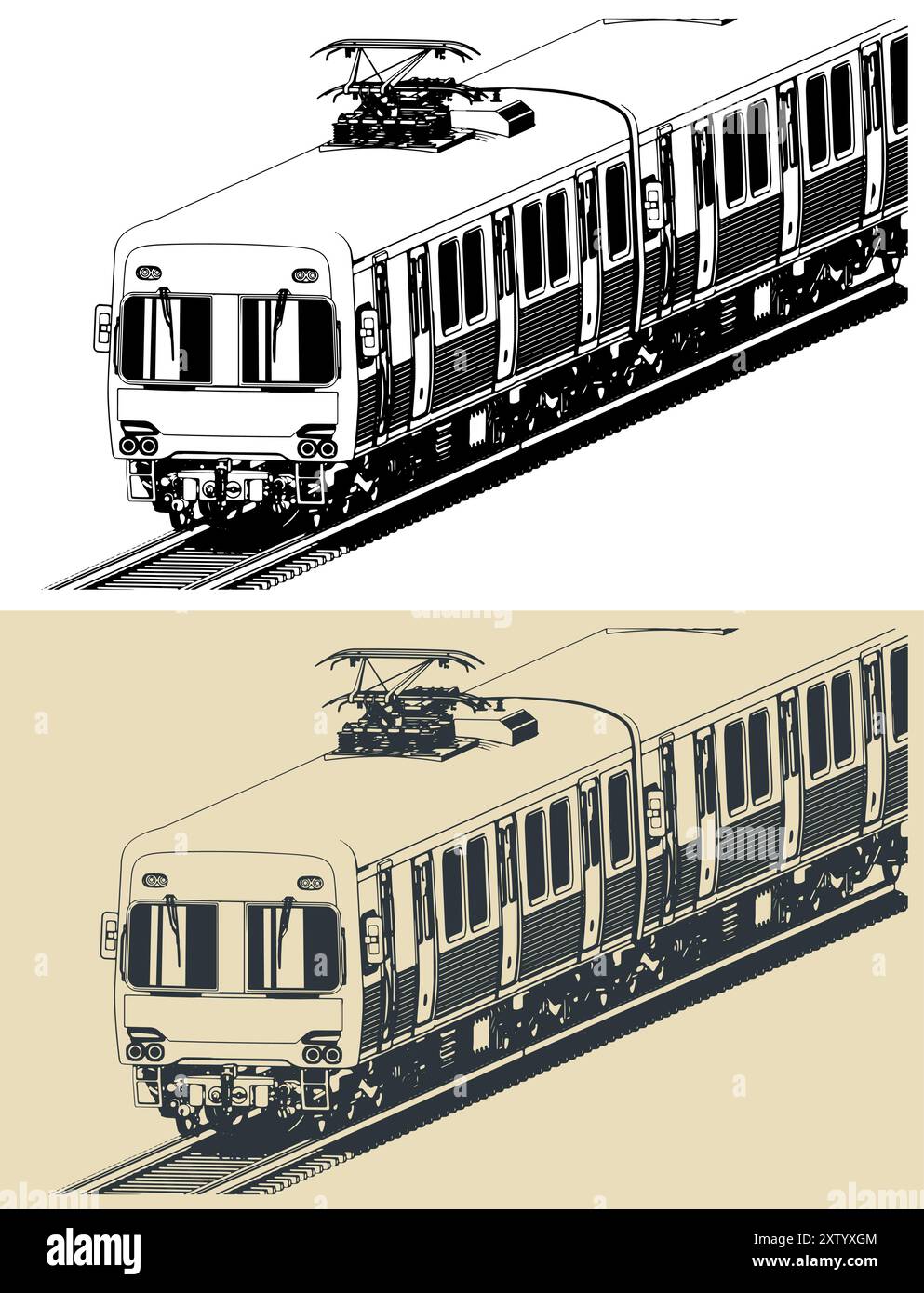 Stylized vector illustrations of a city train close-up Stock Vector ...