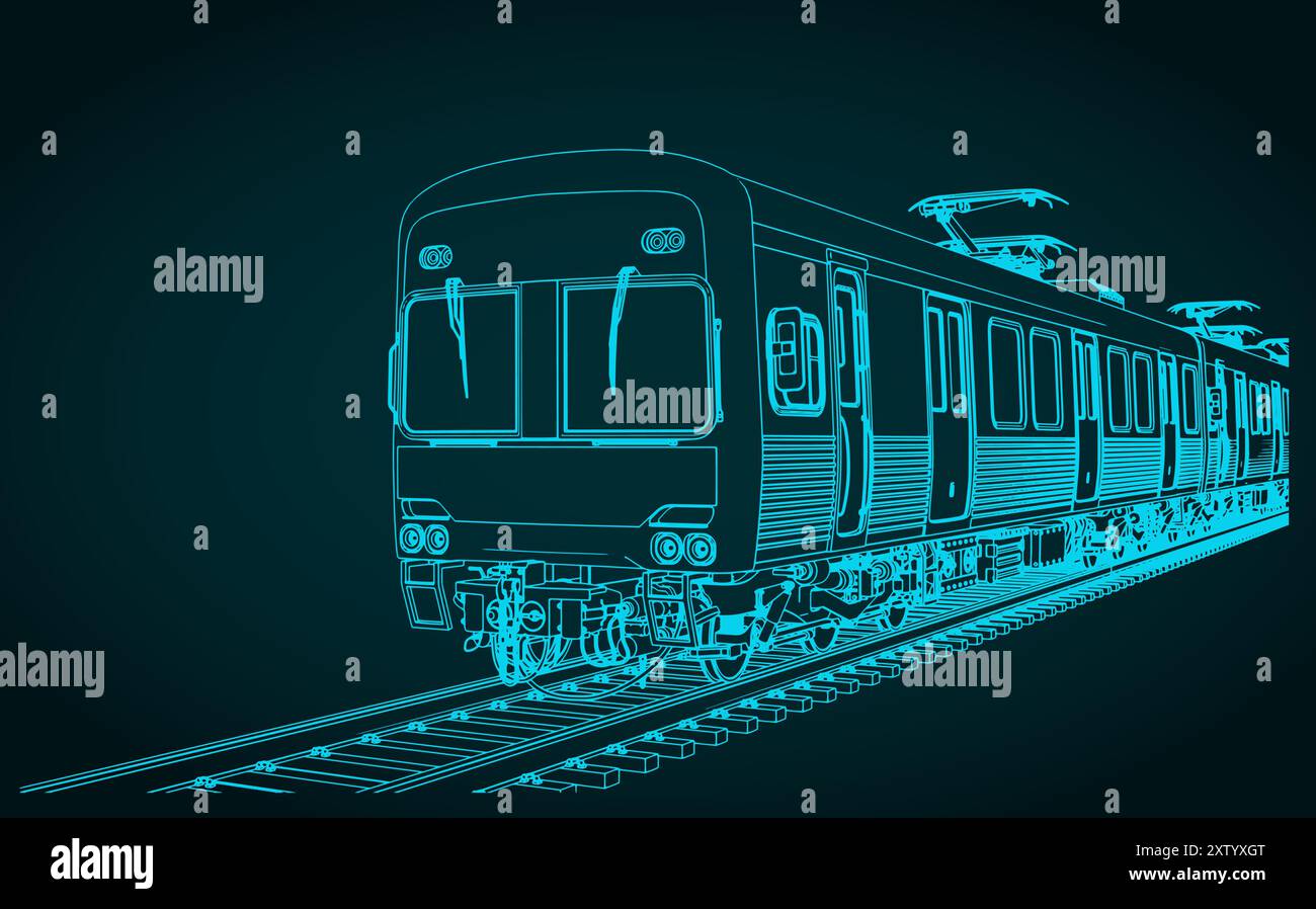Stylized vector illustration of a city train close up Stock Vector ...