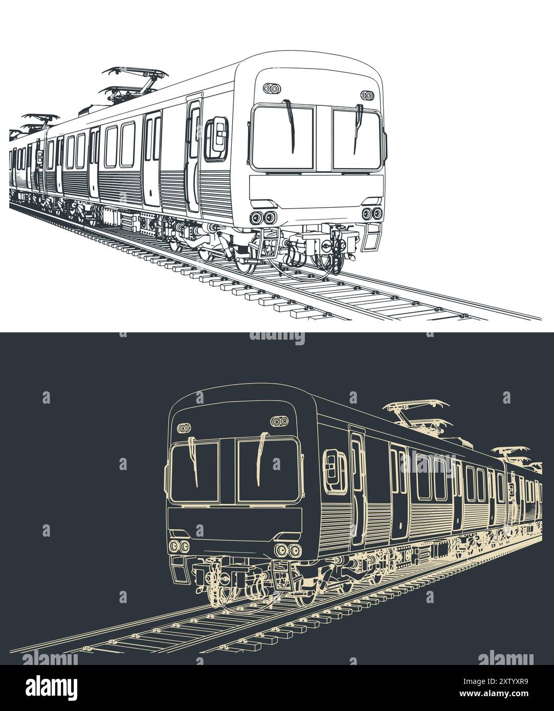 Stylized vector illustrations of a city train close up Stock Vector ...