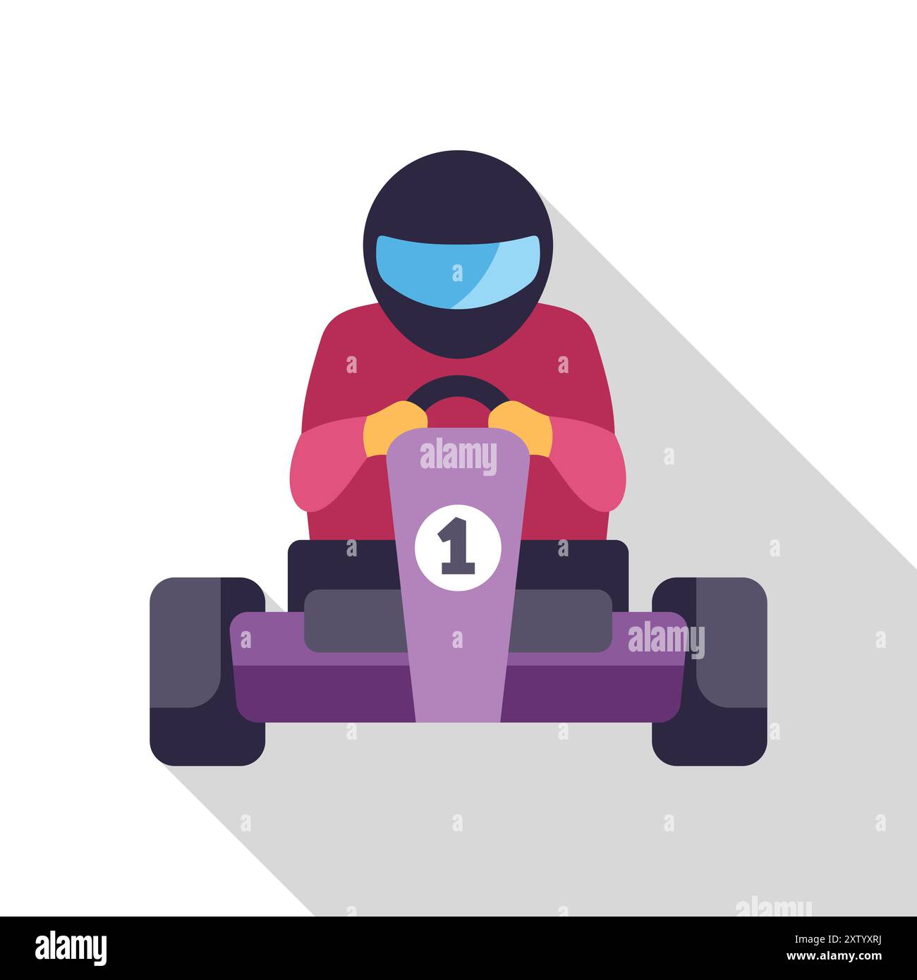 Kart driver racing with his car on a racing circuit, sport competition ...
