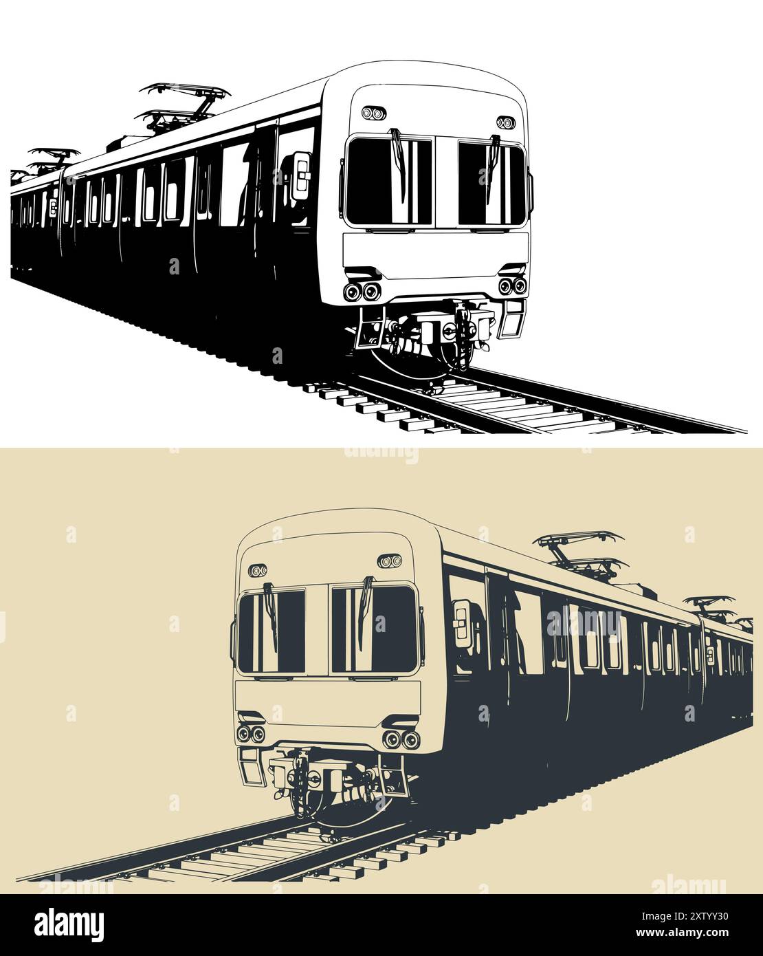 Stylized vector illustrations of a city train Stock Vector Image & Art ...
