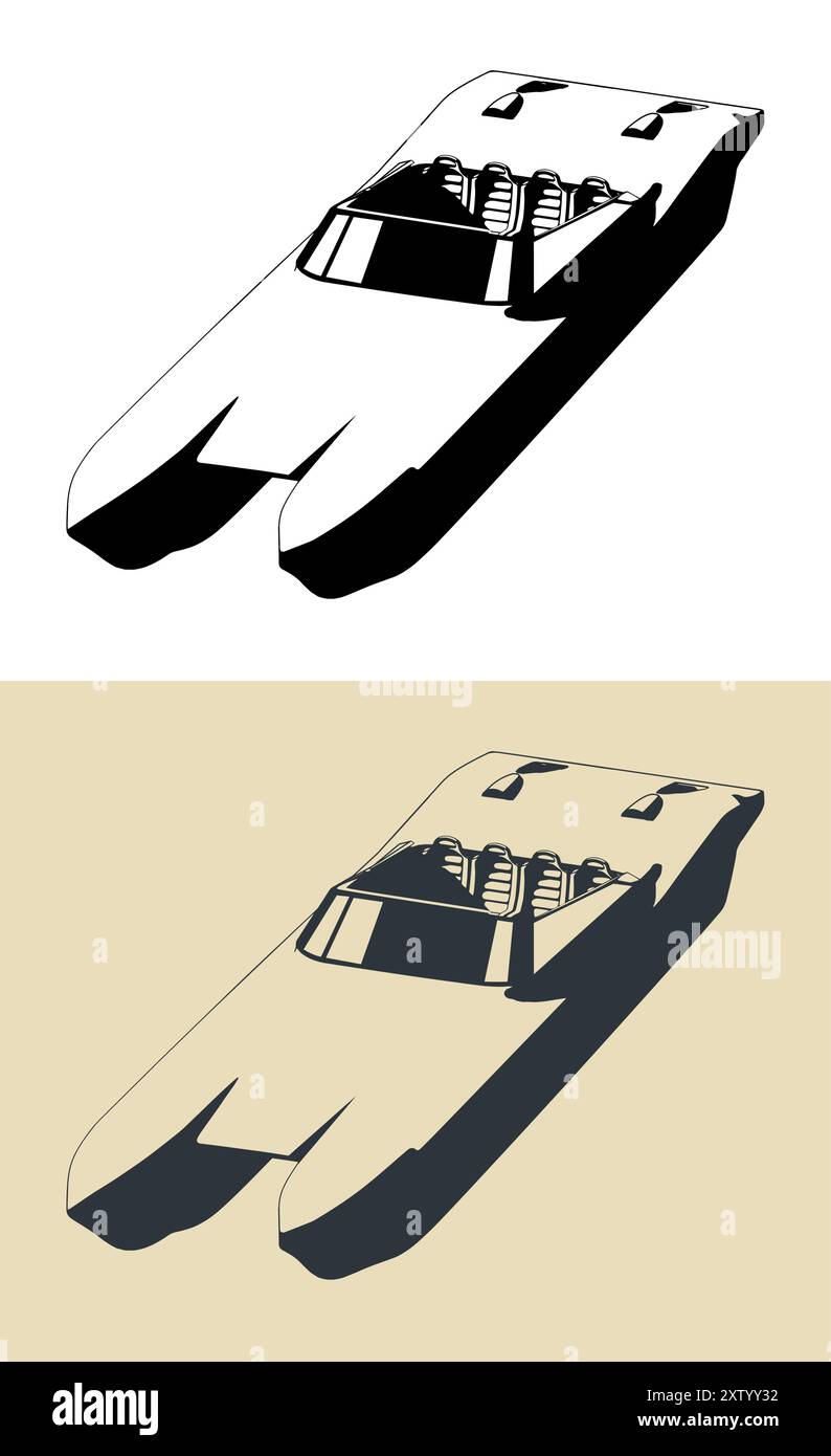 Stylized vector illustrations of a speedboat Stock Vector Image & Art ...