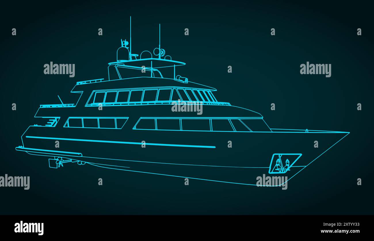 Stylized vector illustrations of a luxury yacht Stock Vector Image ...