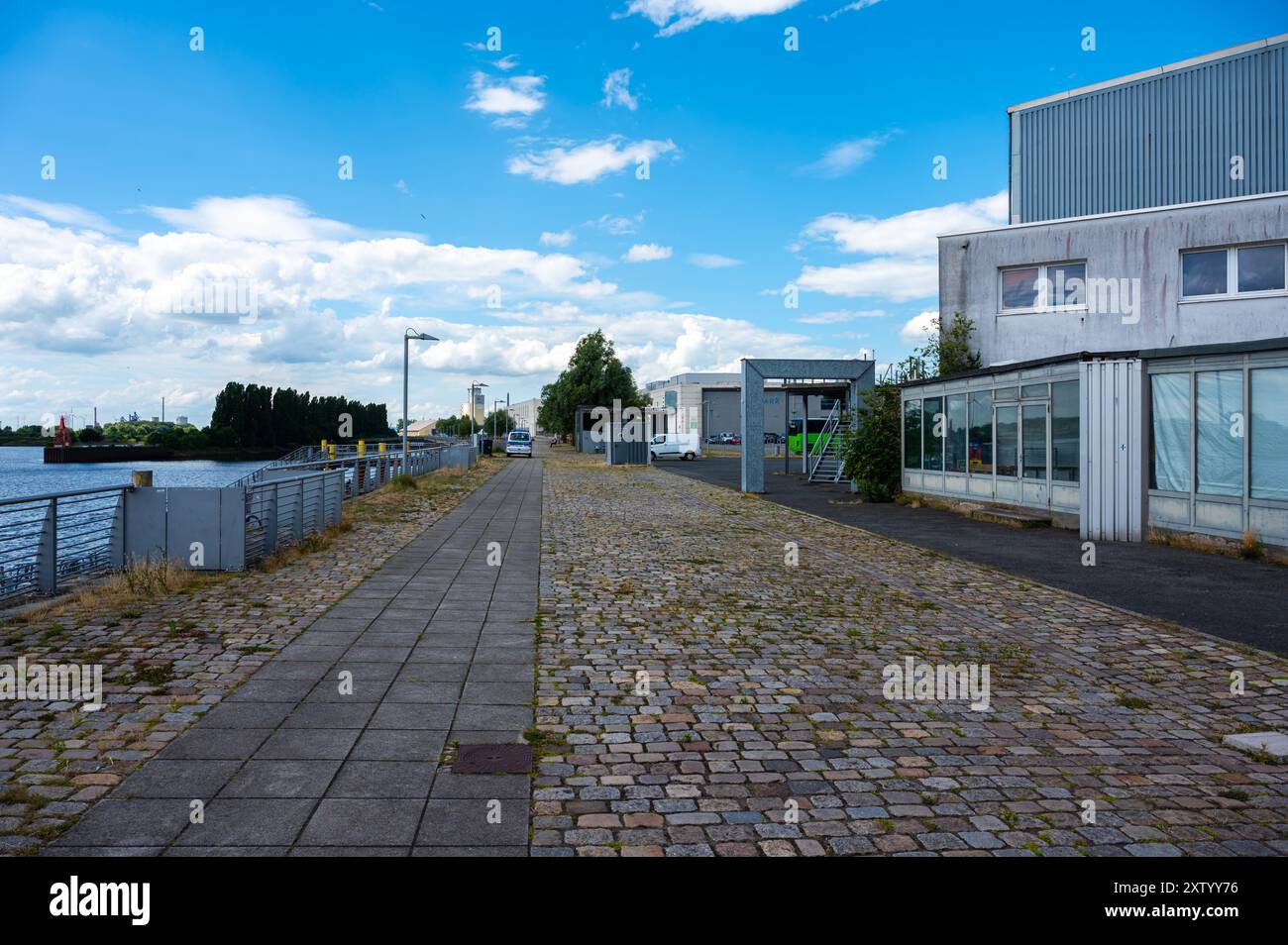 Bremen, Germany, July 16, 2024 - Cobble stones at the Waterfront ...