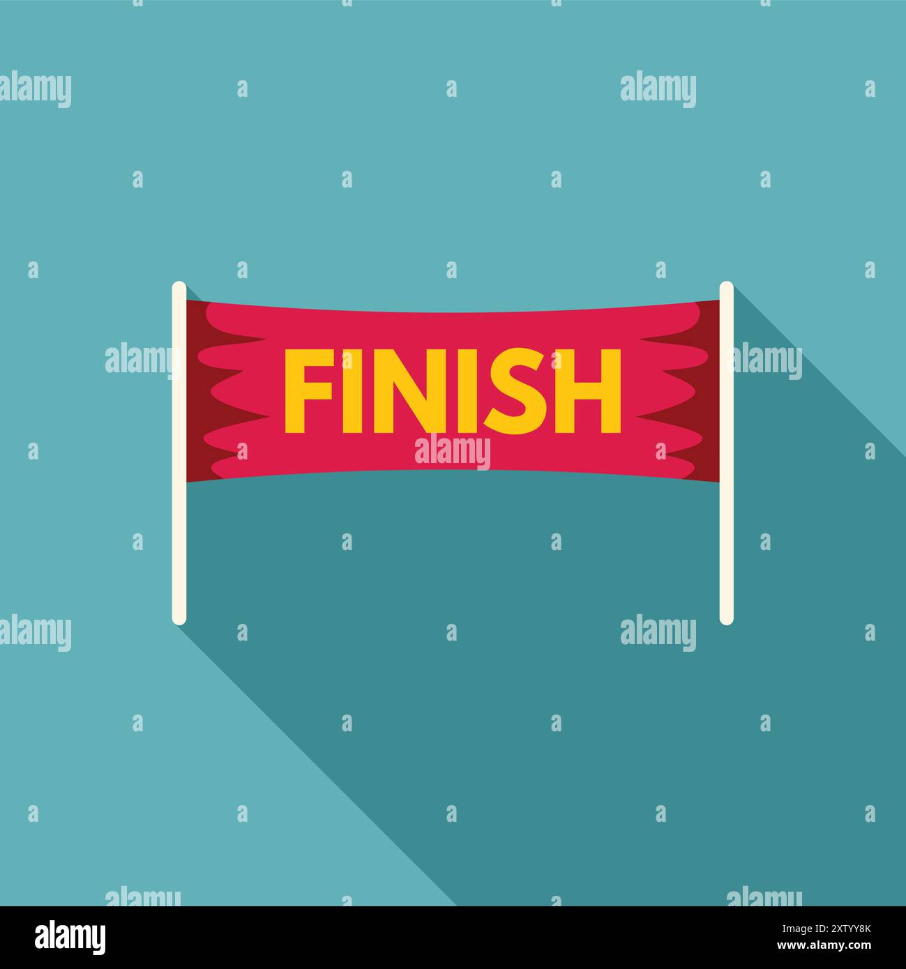 Red finish line banner is hanging and waving in the wind, symbolizing ...