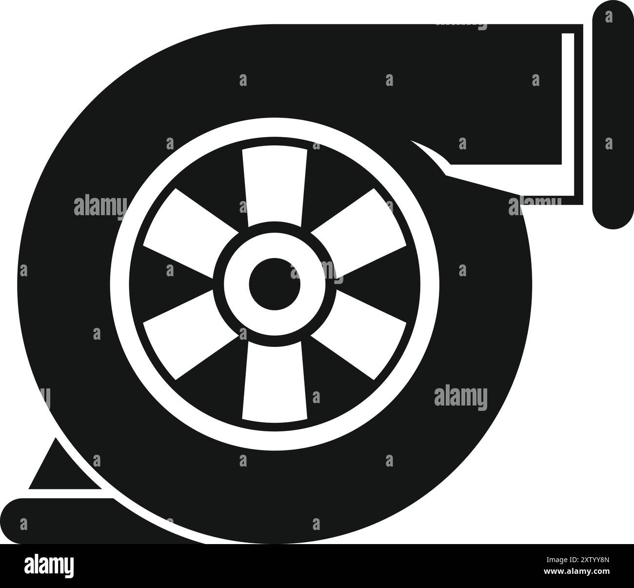 Black and white illustration of a turbocharger increasing pressure in a ...