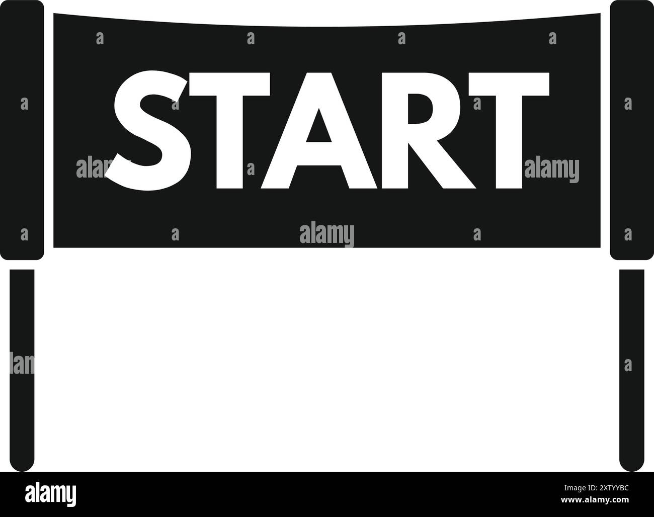 Black and white starting line banner signifying the beginning of a race ...