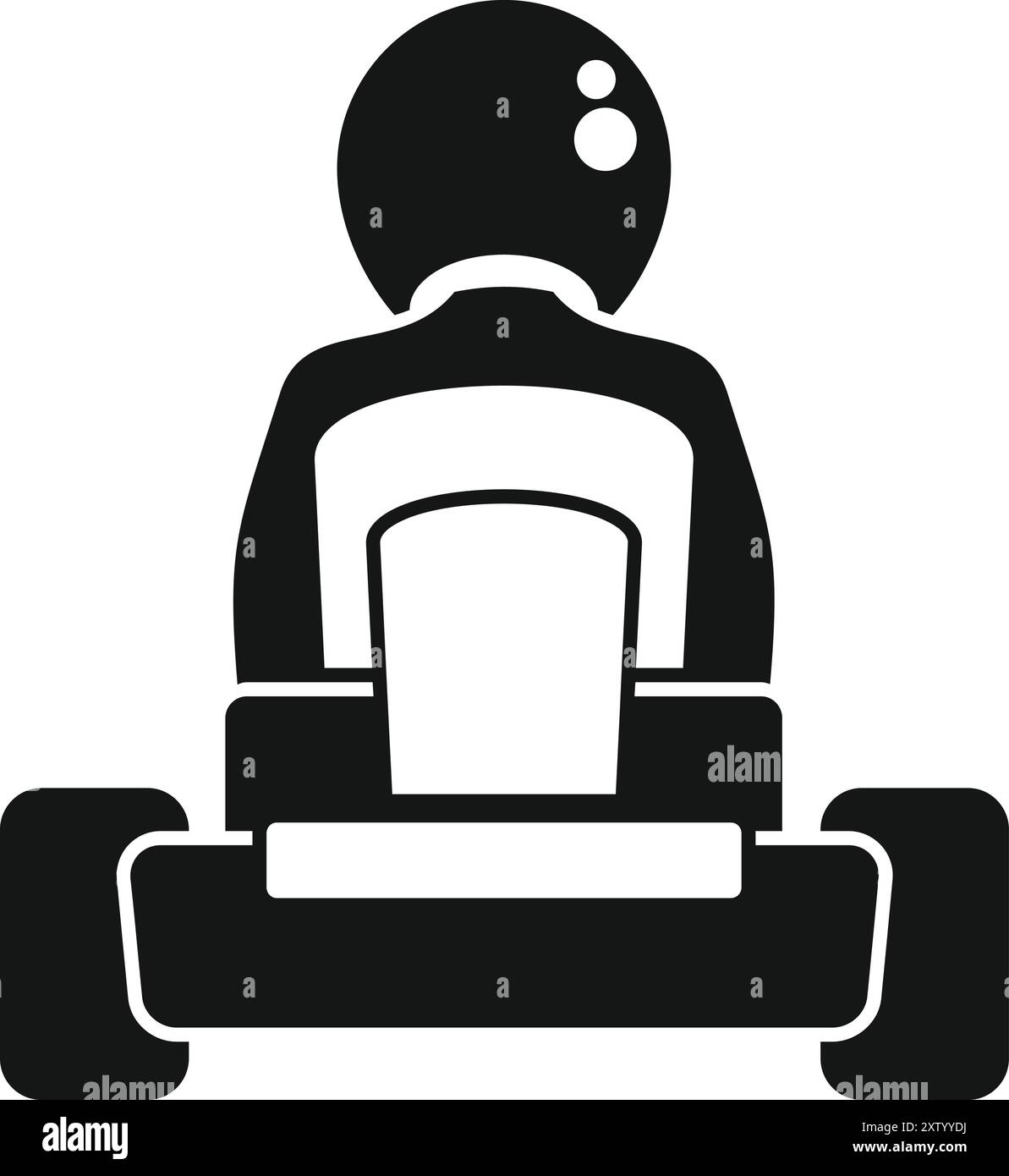 Professional kart racer wearing helmet driving go kart rear view Stock ...